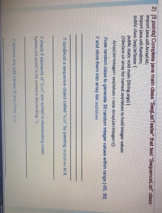 Solved Consider the following "SequenceList" class: import | Chegg.com