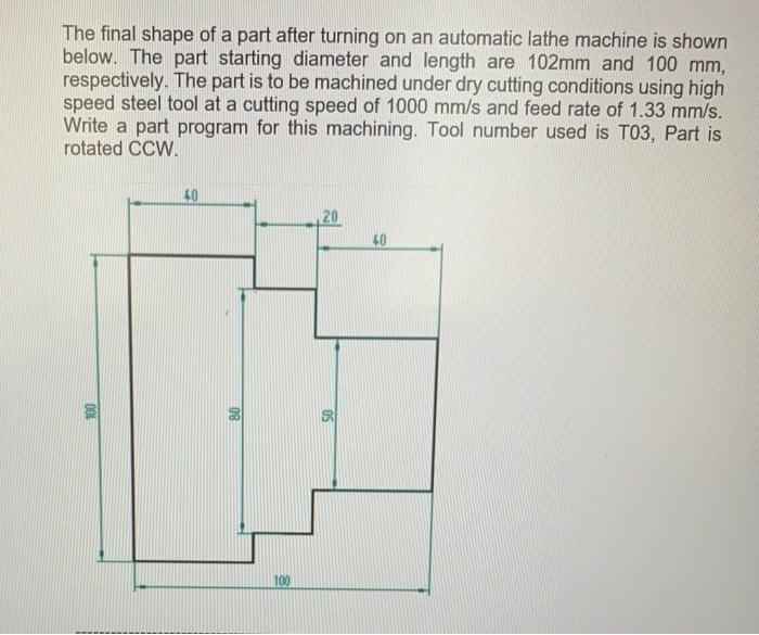 Solved The final shape of a part after turning on an | Chegg.com