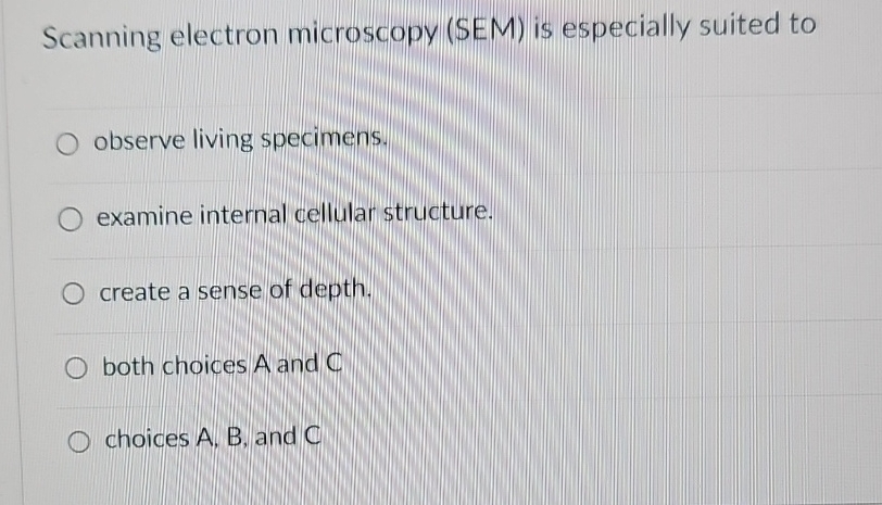 Solved Scanning electron microscopy (SEM) ﻿is especially | Chegg.com
