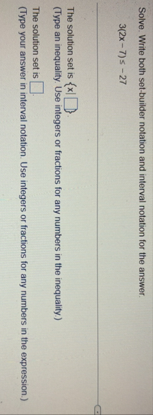 Solved Solve. Write both set-builder notation and interval | Chegg.com