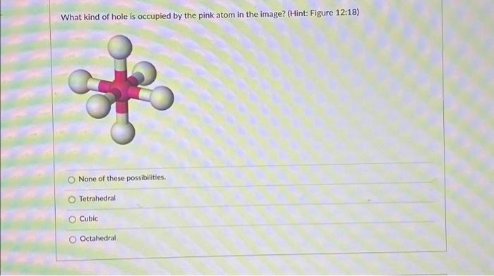 Solved What kind of hole is occupied by the pink atom in the | Chegg.com