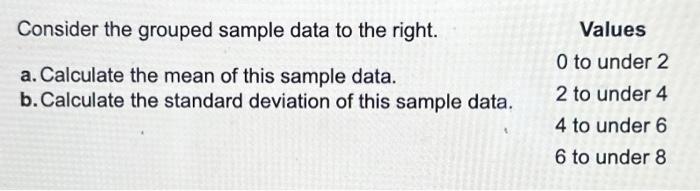 Solved Consider the grouped sample data to the right. a. | Chegg.com