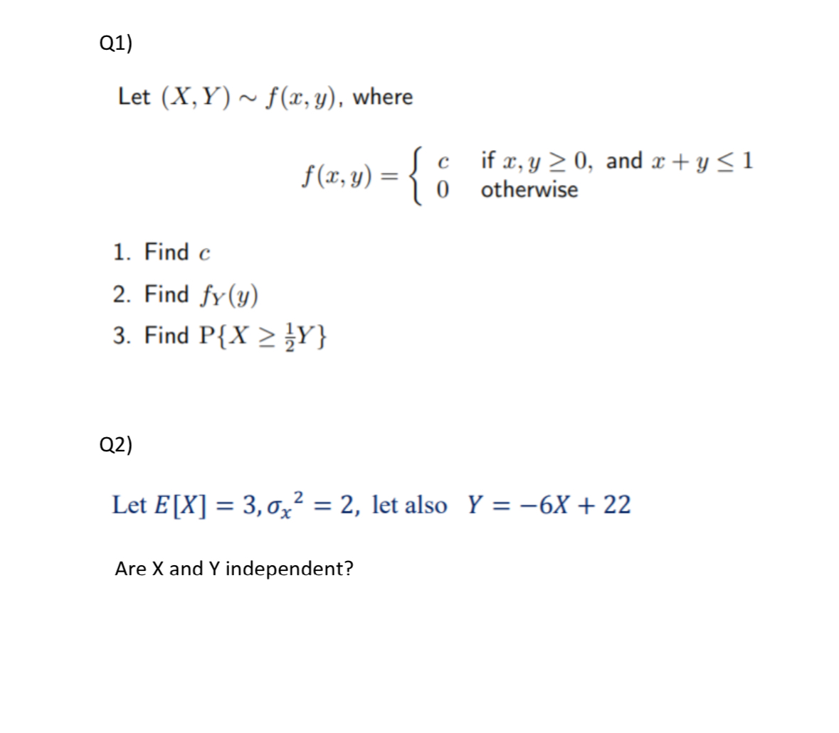 Solved Q1)Let (X,Y)∼f(x,y), | Chegg.com