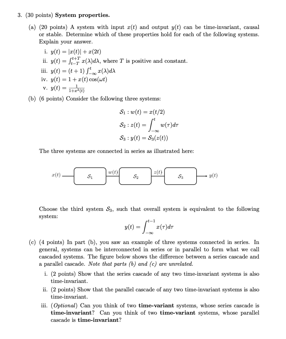 Solved (30 ﻿points) ﻿System properties.(a) (20 ﻿points) ﻿A | Chegg.com