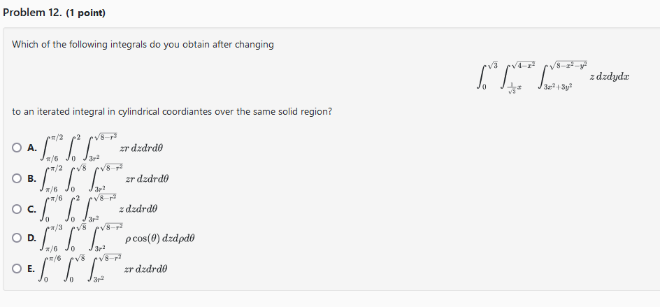 Solved Problem 12. (1 ﻿point)Which of the following | Chegg.com
