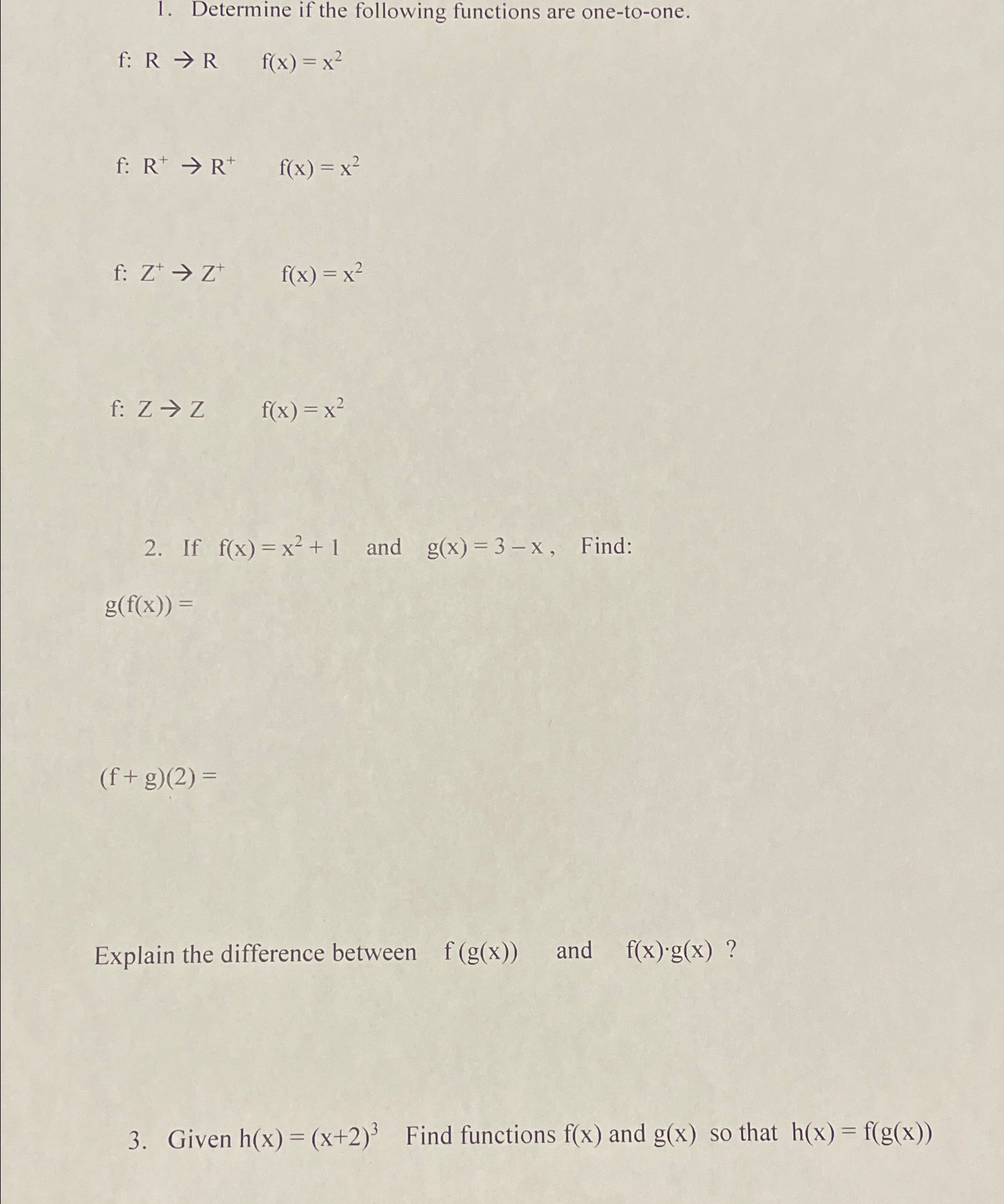 Solved Determine if the following functions are | Chegg.com