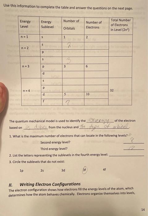 Solved Use this information to complete the table and answer | Chegg.com