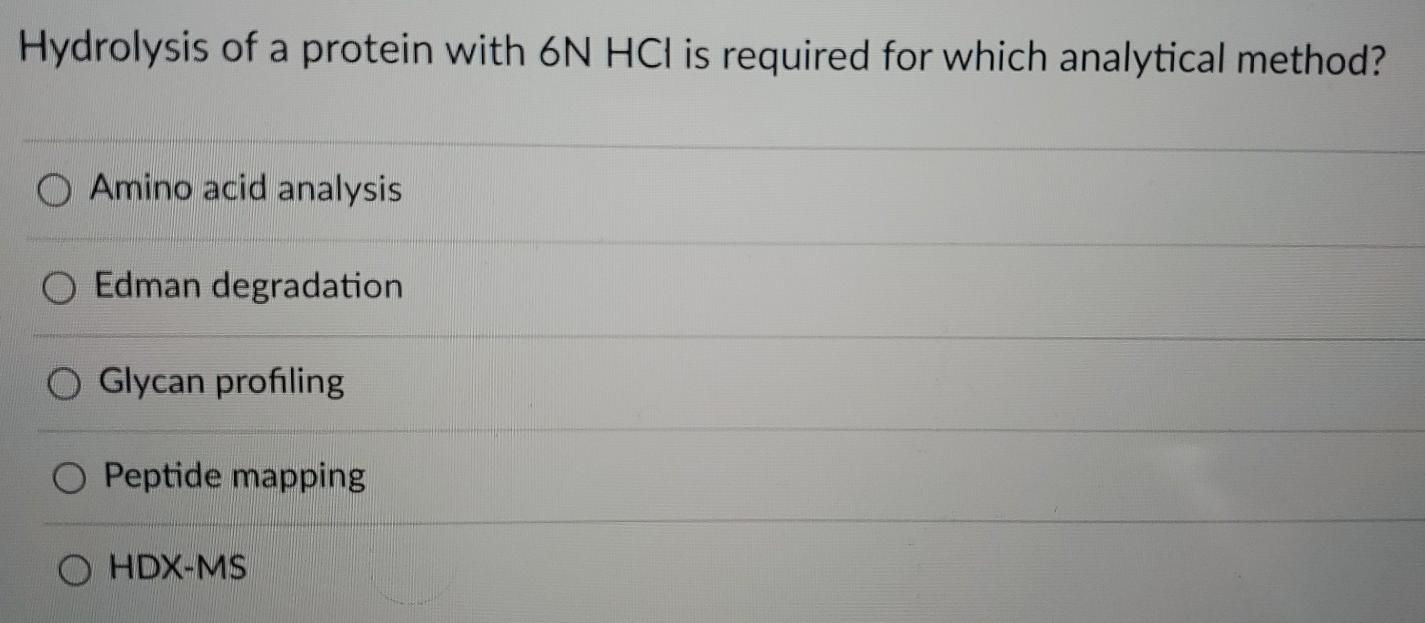 Solved Hydrolysis of a protein with 6N HCl is required for | Chegg.com
