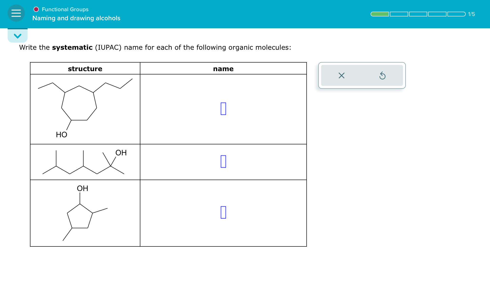 Solved Functional GroupsNaming and drawing alcoholsWrite the | Chegg.com