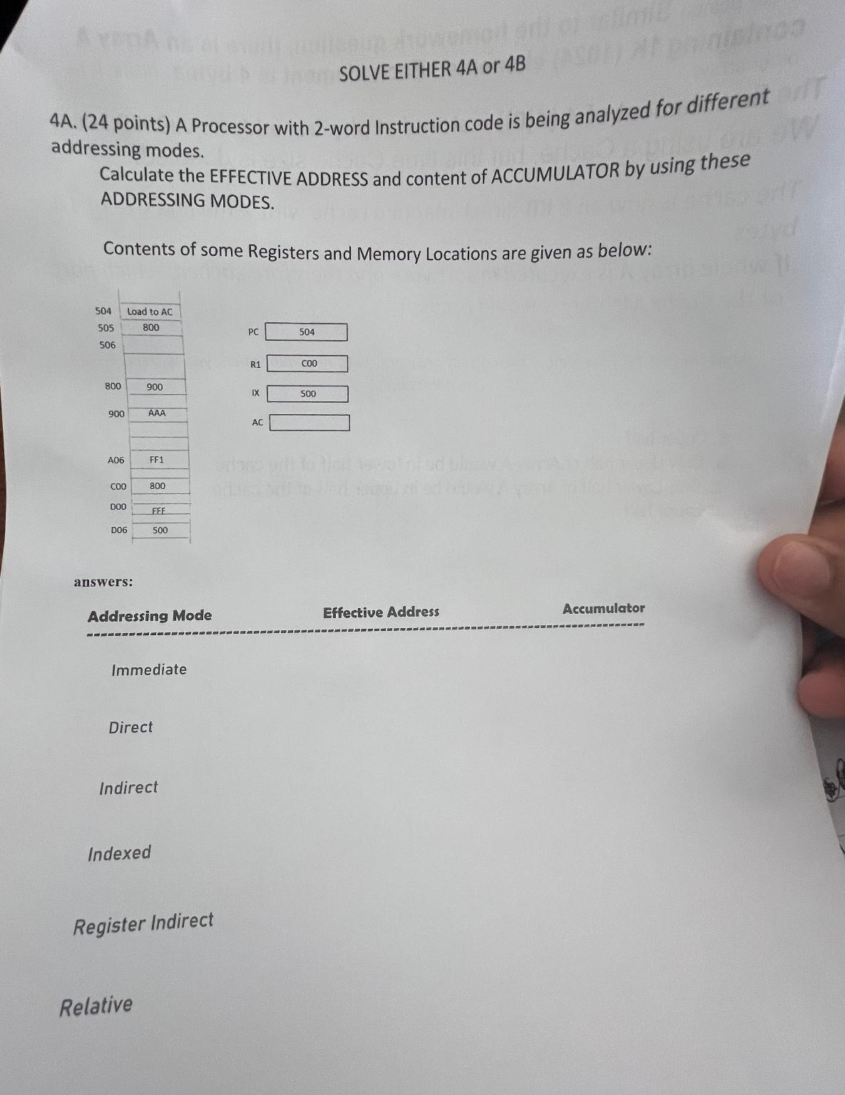 Solved SOLVE EITHER 4A ﻿or 4B4A. (24 ﻿points) ﻿A Processor | Chegg.com