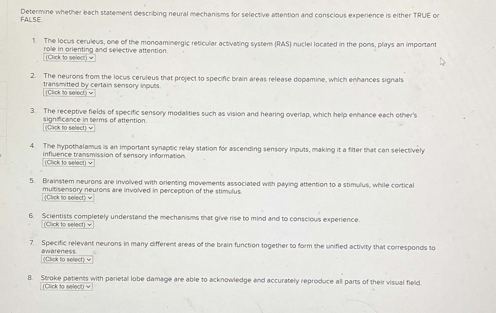 Solved Determine whether each statement describing neural | Chegg.com