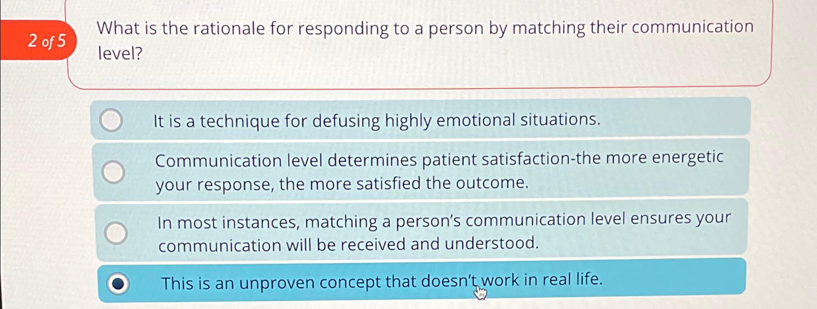 Solved 2 ﻿of 5What is the rationale for responding to a | Chegg.com