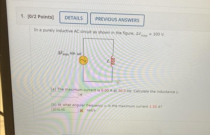 Solved In a purely inductive AC circuit as shown in the | Chegg.com