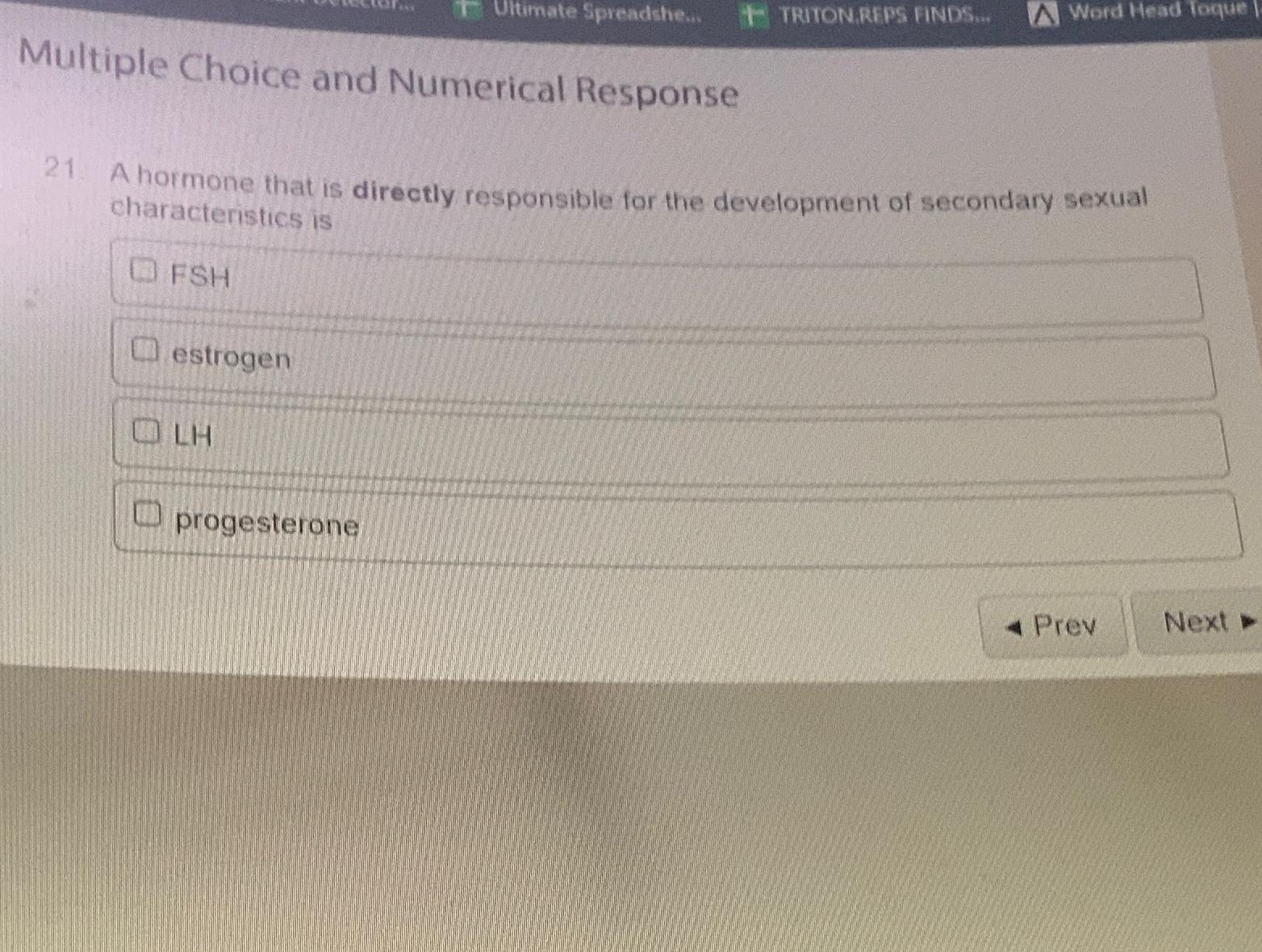 Solved Multiple Choice and Numerical Response21. ﻿A hormone | Chegg.com