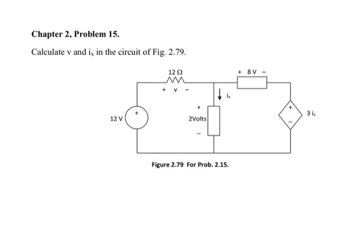 Solved Chapter 2, Problem 15. Calculate v and ix in the | Chegg.com