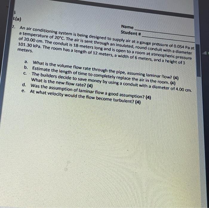 Solved Name 2. An air conditioning system is being designed | Chegg.com