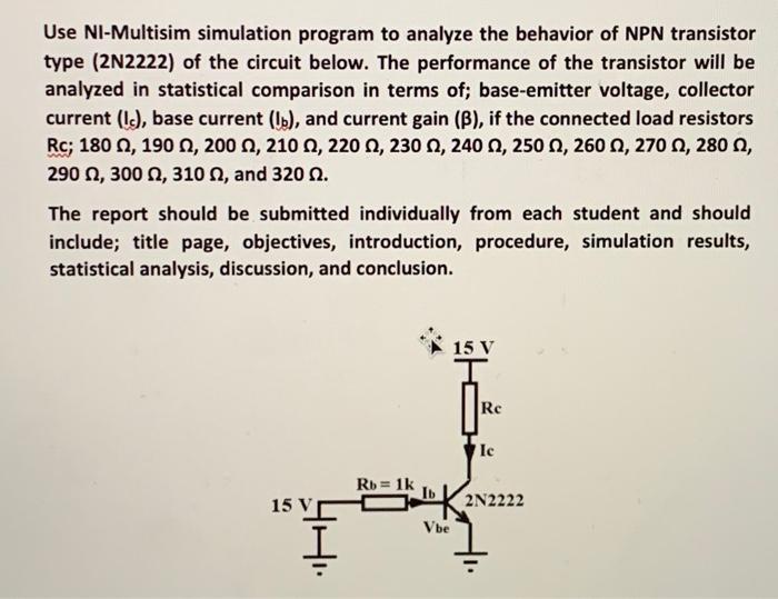 Solved Use Ni-Multisim simulation program to analyze the | Chegg.com
