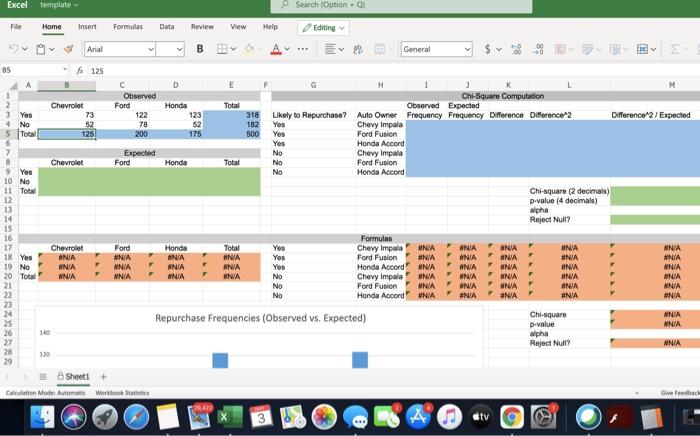 Solved Excel template Search (Option + Home Insert Formulas | Chegg.com
