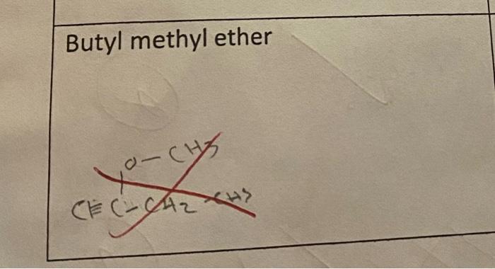 Solved Butyl methyl ether | Chegg.com