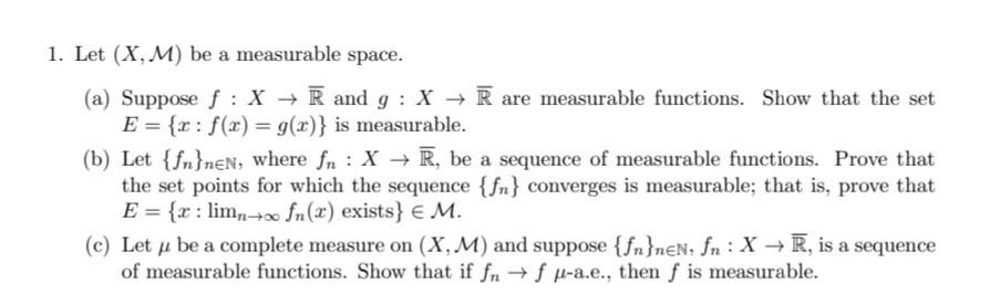 Solved 1 Let X M Be A Measurable Space A Suppose F