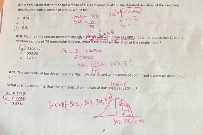 H7. A population distribution has a mean of 100 and | Chegg.com