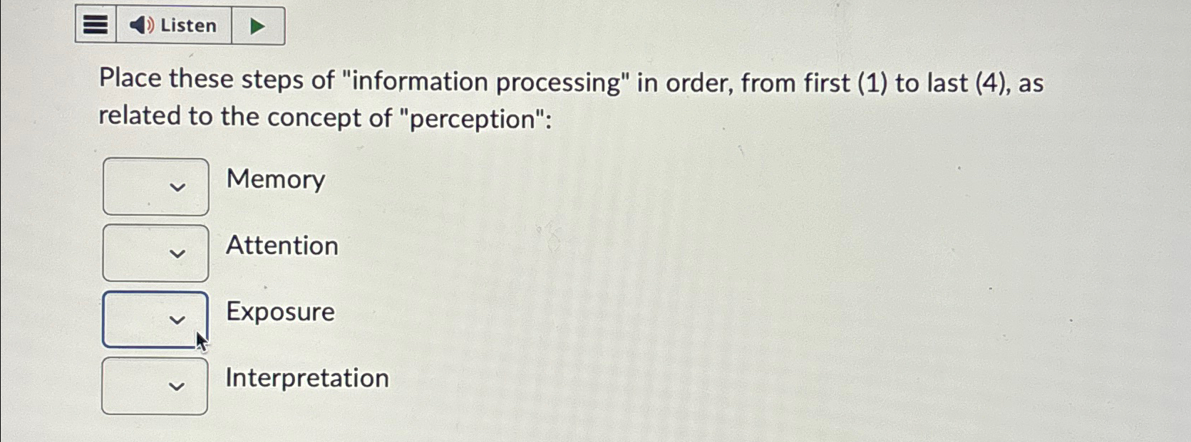 Solved Place these steps of "information processing" in | Chegg.com
