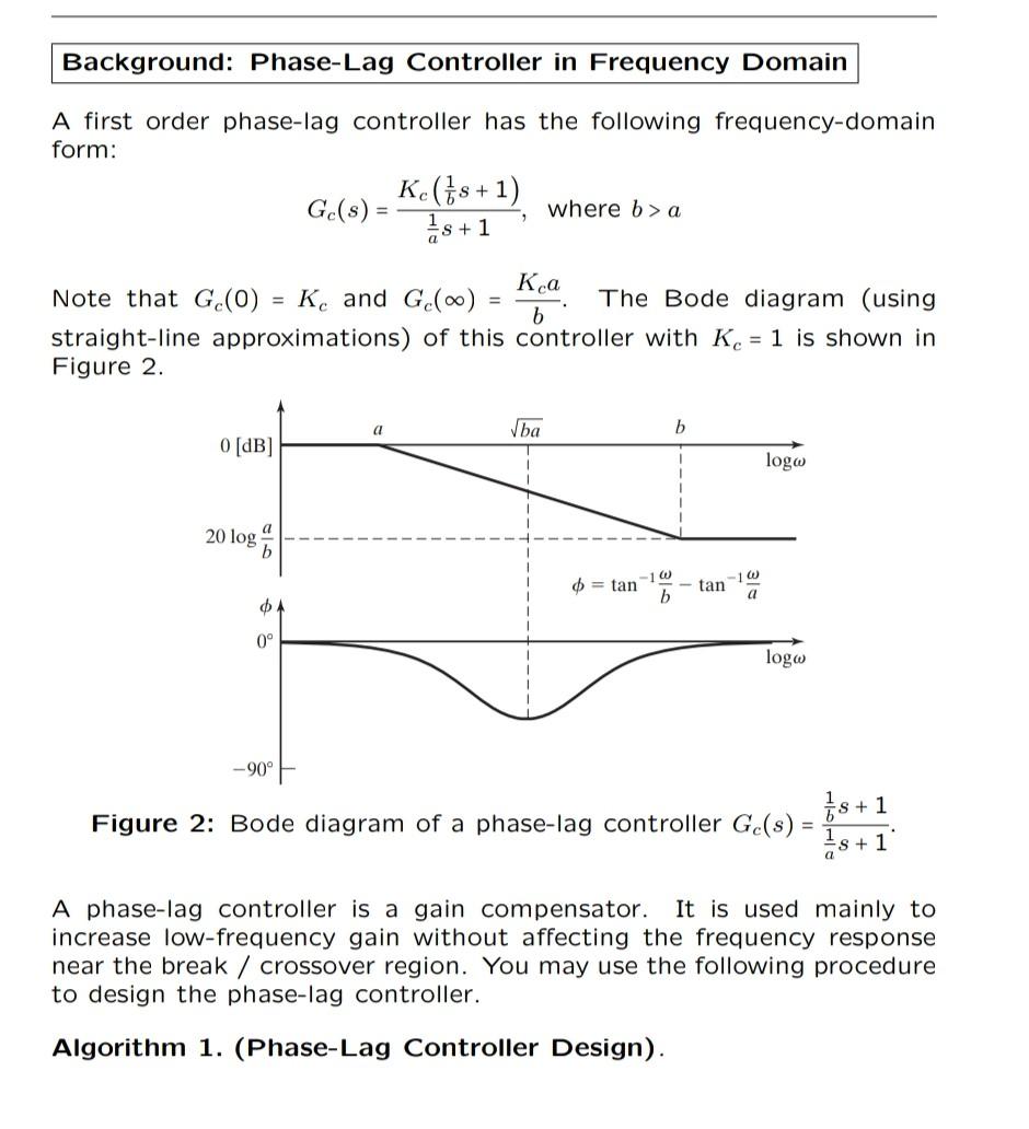 Solved 2. Phase-Lag Controller Design Consider the unity | Chegg.com