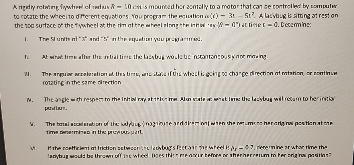 Solved A rigidly rotating flywheel of radius R=10cm ﻿is | Chegg.com