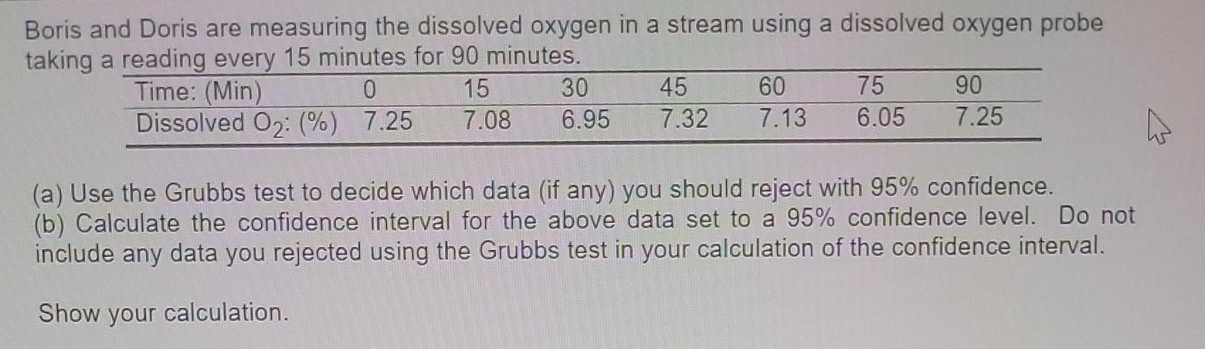 Solved Boris and Doris are measuring the dissolved oxygen in | Chegg.com