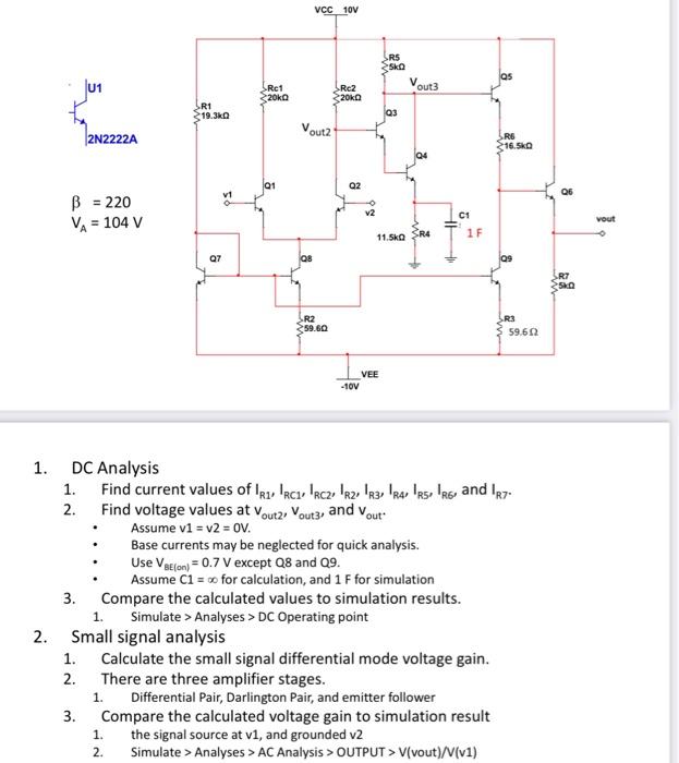 Solved 1. DC Analysis 1. Find current values of | Chegg.com