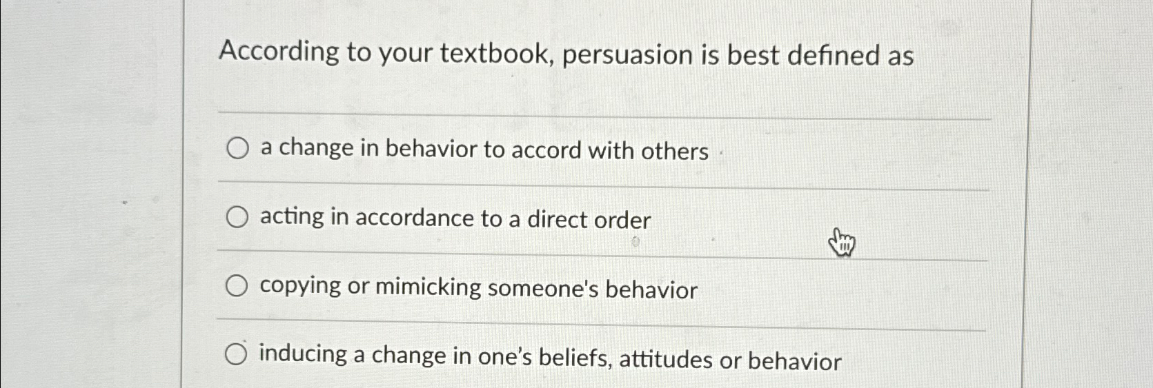 Solved According to your textbook, persuasion is best | Chegg.com