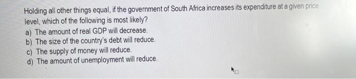 Solved Holding all other things equal, if the government of | Chegg.com