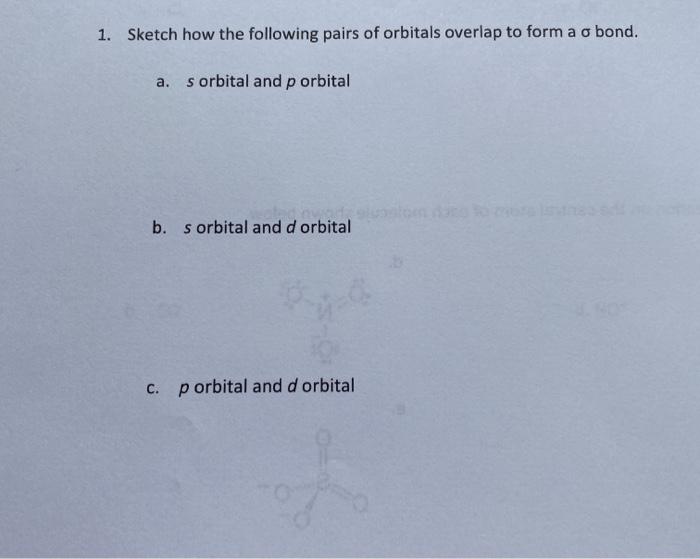 Solved 1. Sketch how the following pairs of orbitals overlap | Chegg.com