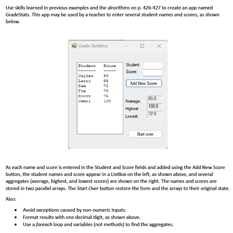 Solved C# using Visual Studio Use skills learned in previous | Chegg.com