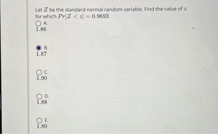 Solved Let Z be the standard normal random variable. Find | Chegg.com