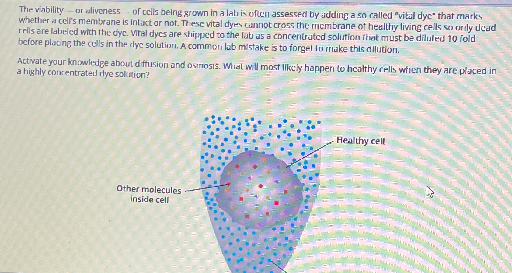 Solved The viability - ﻿or aliveness - ﻿of cells being grown | Chegg.com
