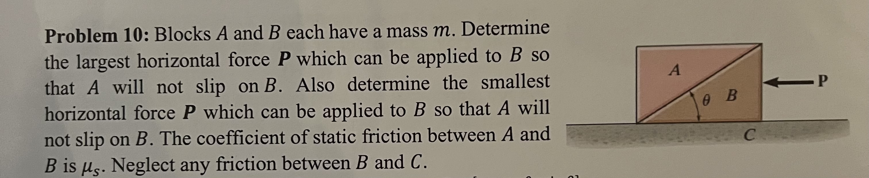 Solved Problem 10: Blocks A and B ﻿each have a mass m. | Chegg.com