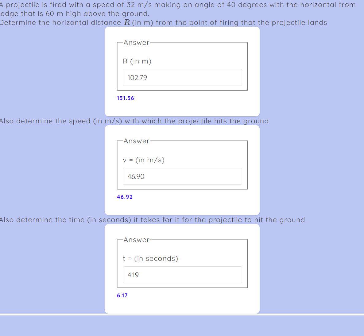 Solved A projectile is fired with a speed of 32ms ﻿making an | Chegg.com