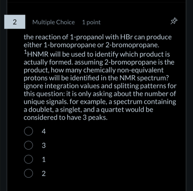 Solved 2Multiple Choice1 ﻿pointthe reaction of 1-propanol | Chegg.com