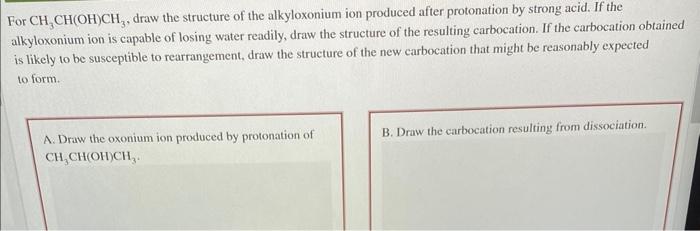 Solved For CH3CH(OH)CH3, draw the structure of the | Chegg.com
