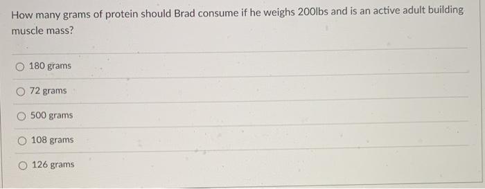 Solved How many grams of protein should Brad consume if he | Chegg.com