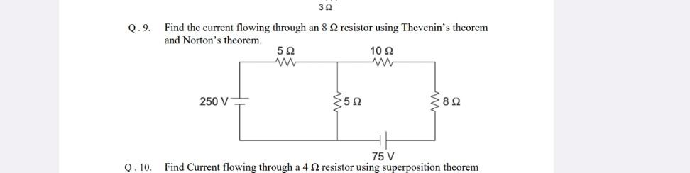 Solved Q.9. Find the current flowing through an 8Ω resistor | Chegg.com