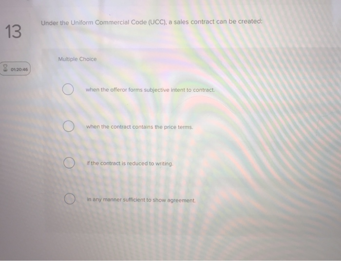 Solved Under the Uniform Commercial Code (UCC), a sales | Chegg.com