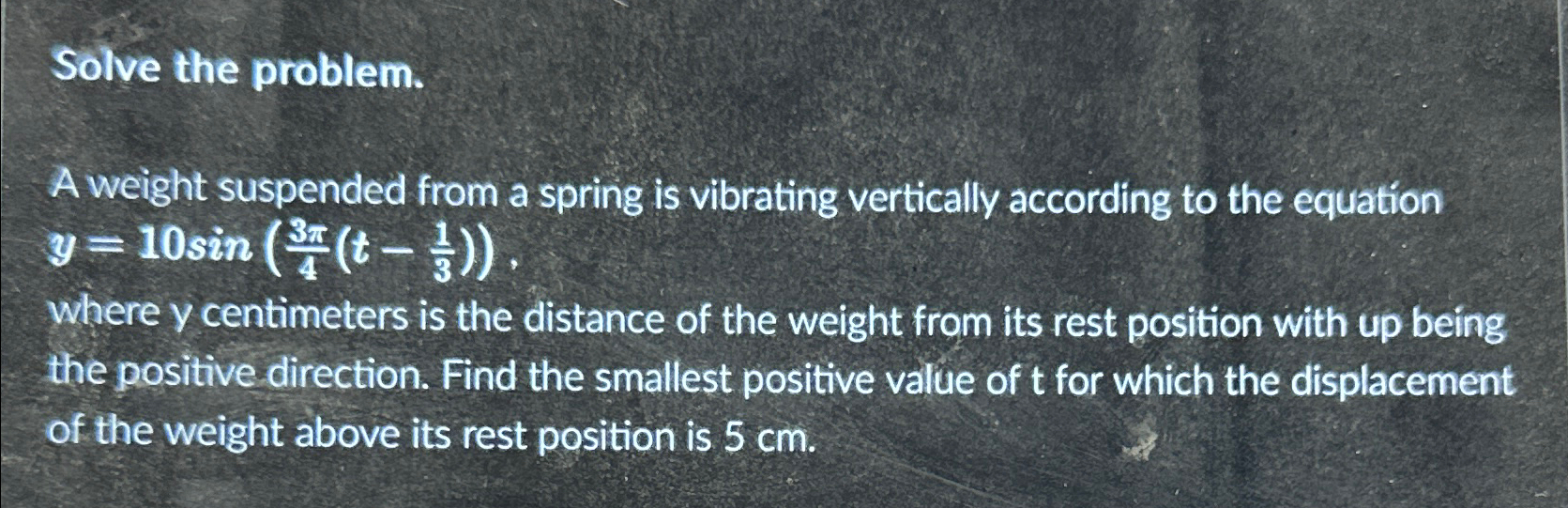 Solved Solve the problem.A weight suspended from a spring is | Chegg.com