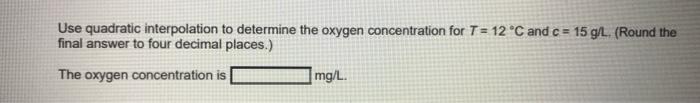 Solved Problem 17.007 Dissolved Oxygen Concentration The | Chegg.com