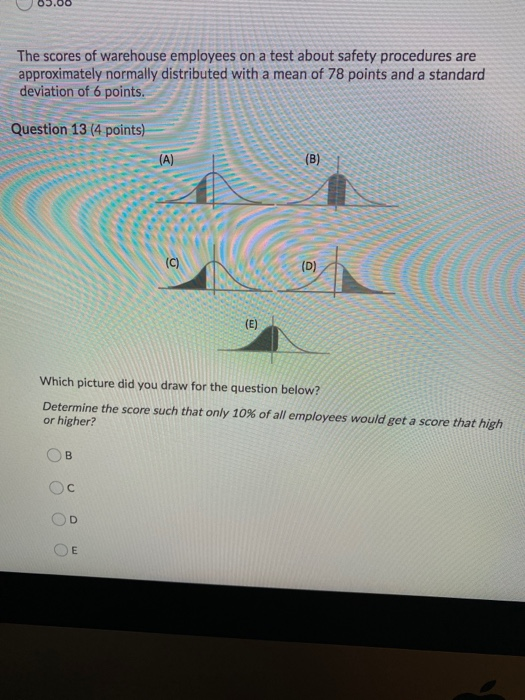 Solved The scores of warehouse employees on a test about | Chegg.com