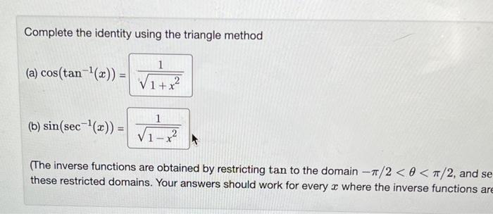 Solved Complete the identity using the triangle method (a) | Chegg.com
