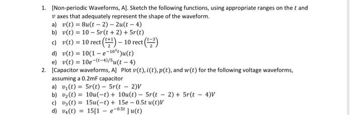 Solved = 1. [Non-periodic Waveforms, AJ. Sketch the | Chegg.com