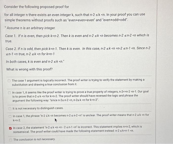 Solved Consider the following proposed proof for for all | Chegg.com