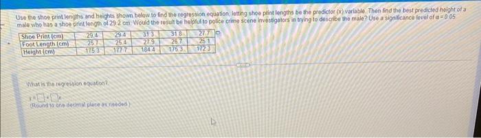 Solved Use the shoe print longhts and heights shown below to | Chegg.com